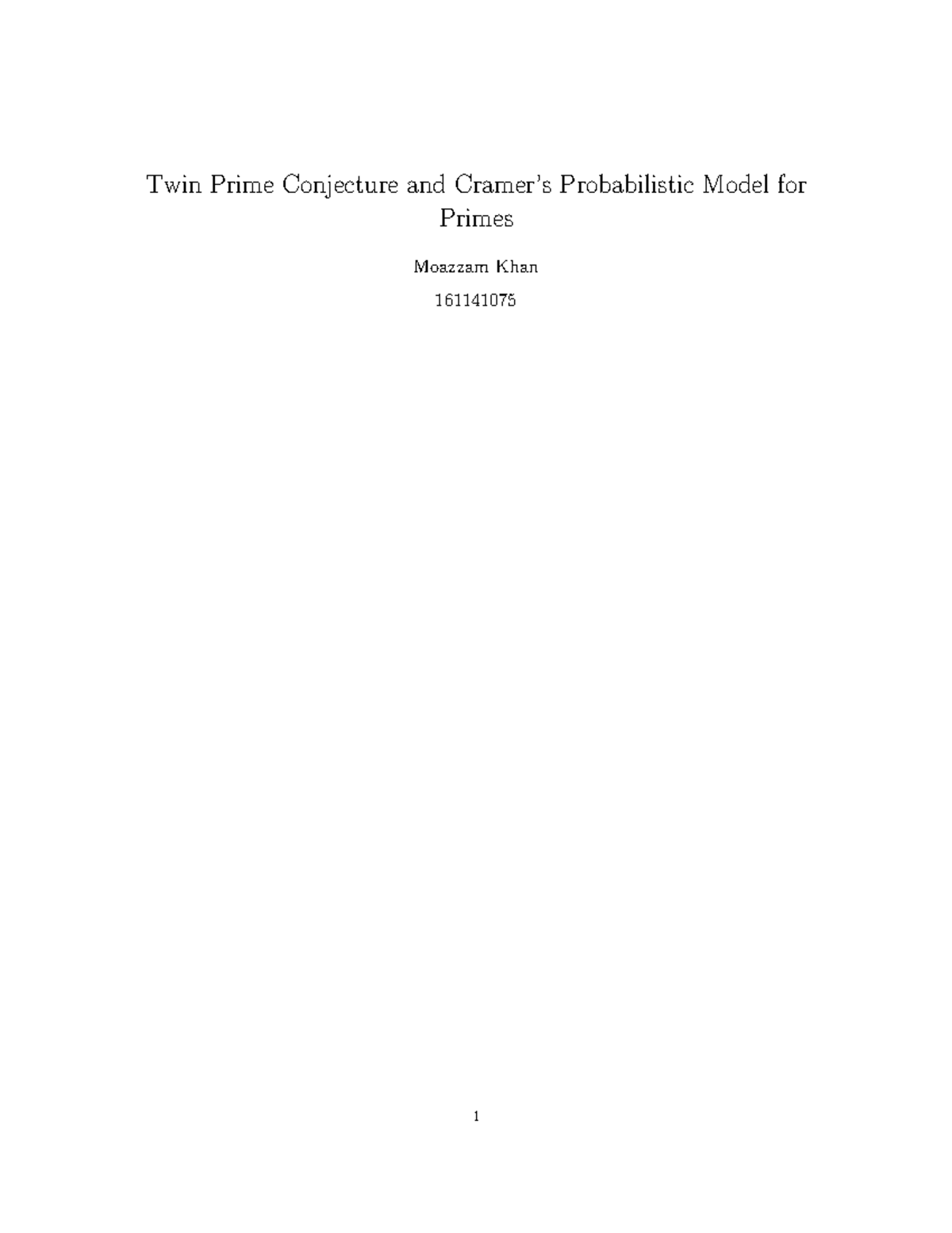 Twin Prime Conjecture Final - Twin Prime Conjecture and Cramer’s ...