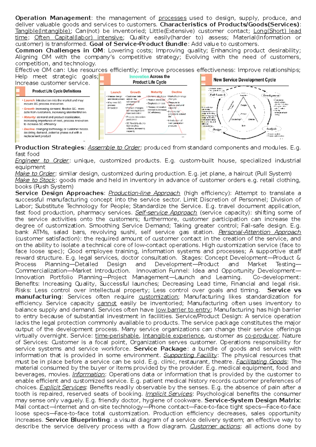 Quiz 1 Cheat Sheet (Credit to LI Wenda Frank) - Operation Management ...