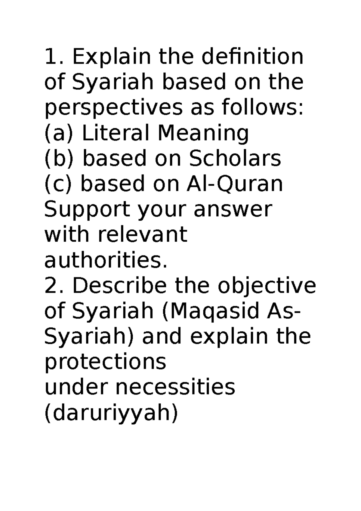 Syariah law 2 - Explain the definition of Syariah based on the ...