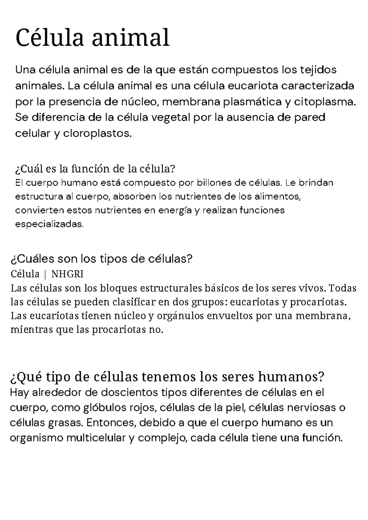 Célula animal - Célula animal Una célula animal es de la que están ...