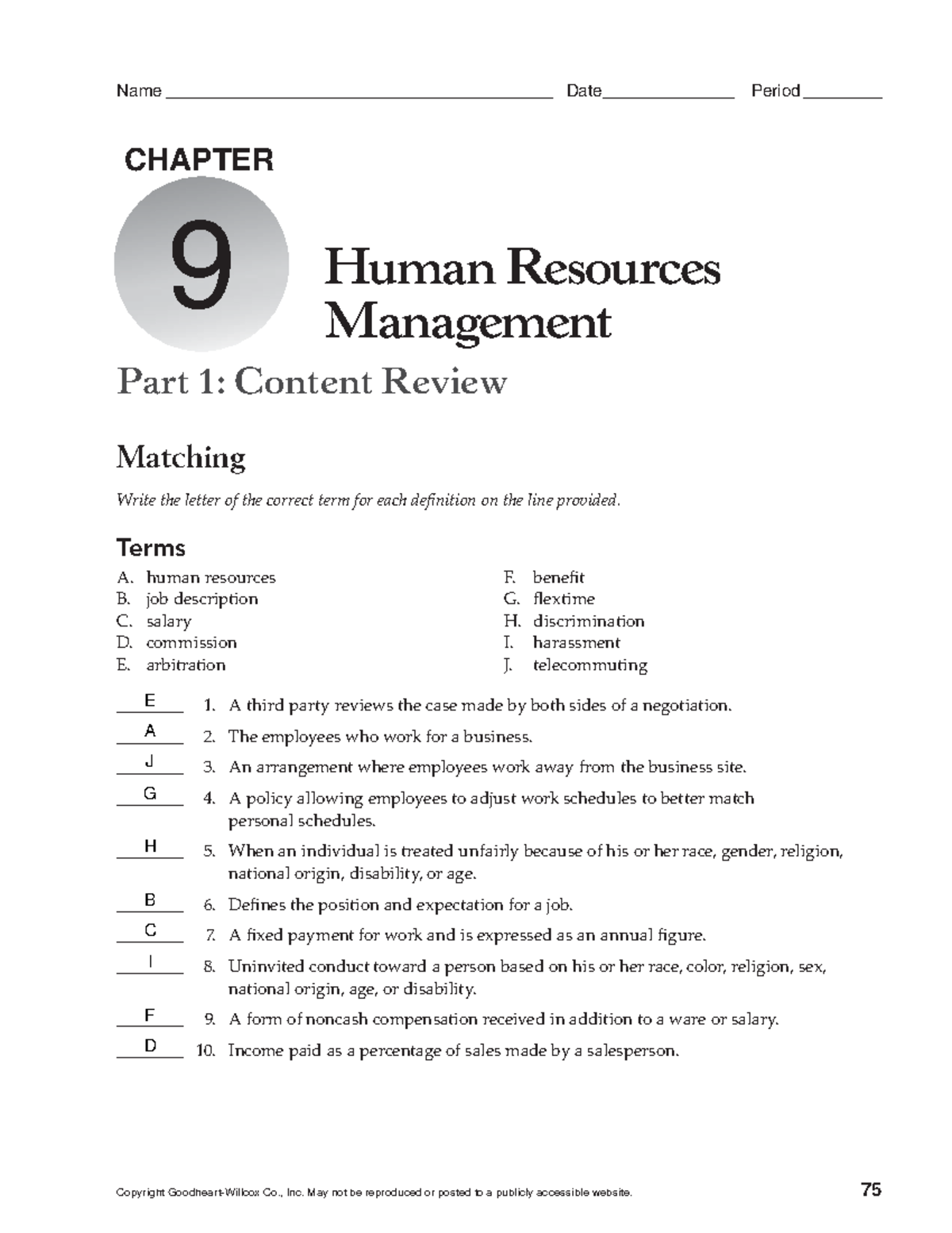 Chapter 9 workbookfinal - Name _______________________________________________ Date ...