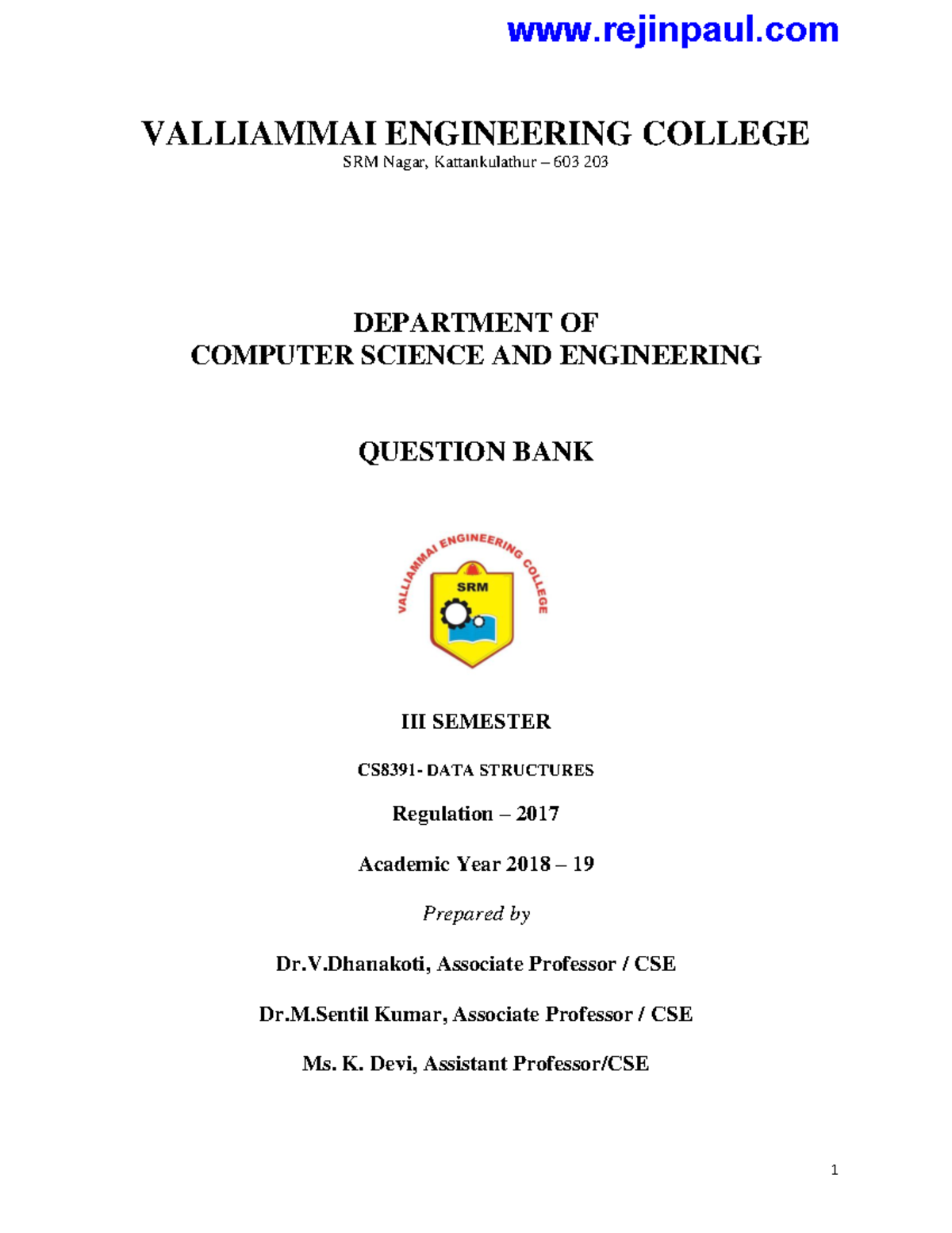 Cs8391 Data Structures Warning Tt Undefined Function 22 Valliammai 4746