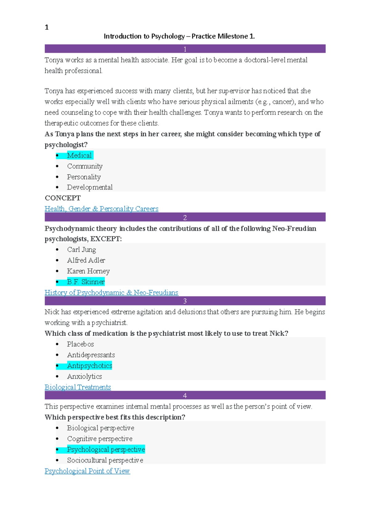 Practice Milestone 1 - 1 Tonya works as a mental health associate. Her goal is to become a - Studocu