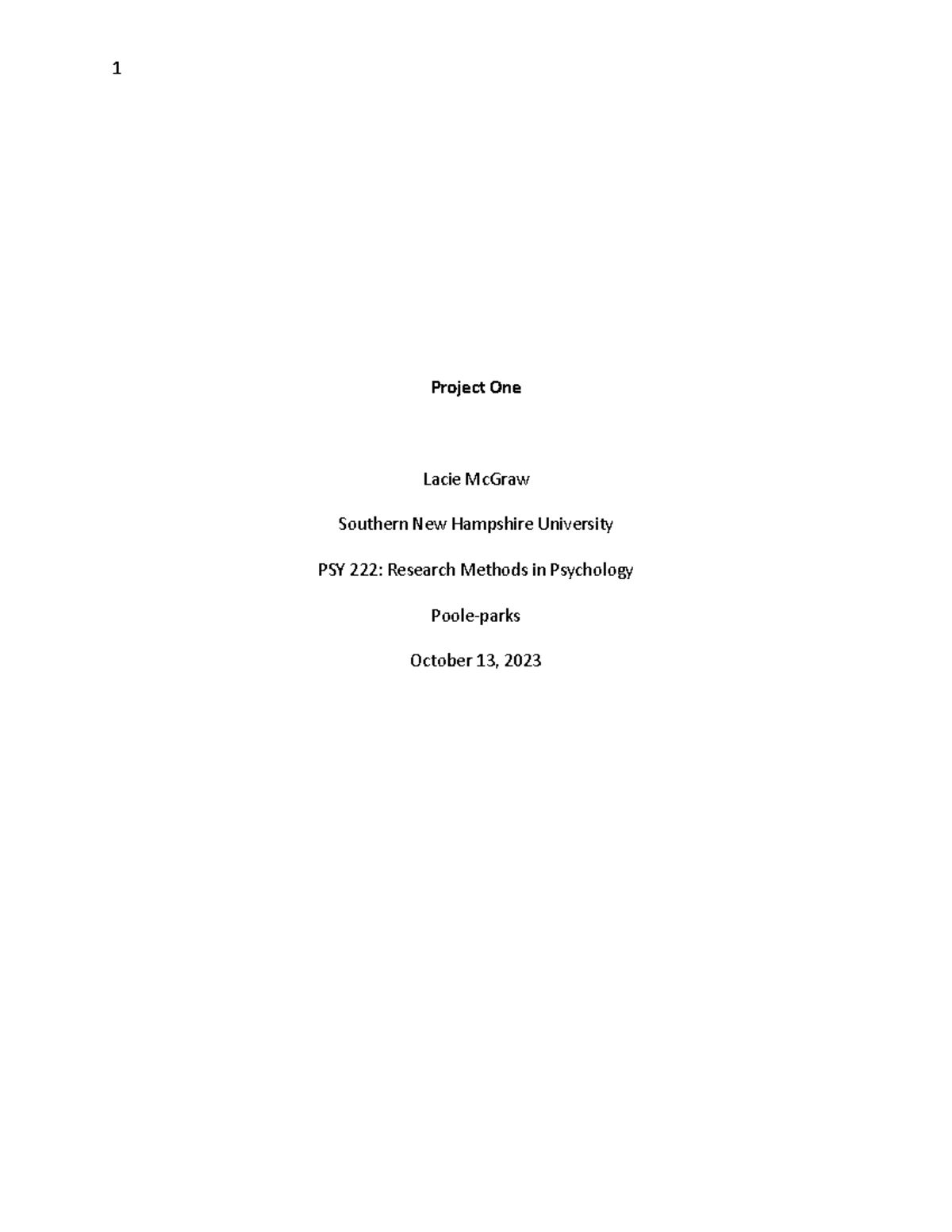 PSY222 Project One - Project One Lacie McGraw Southern New Hampshire ...