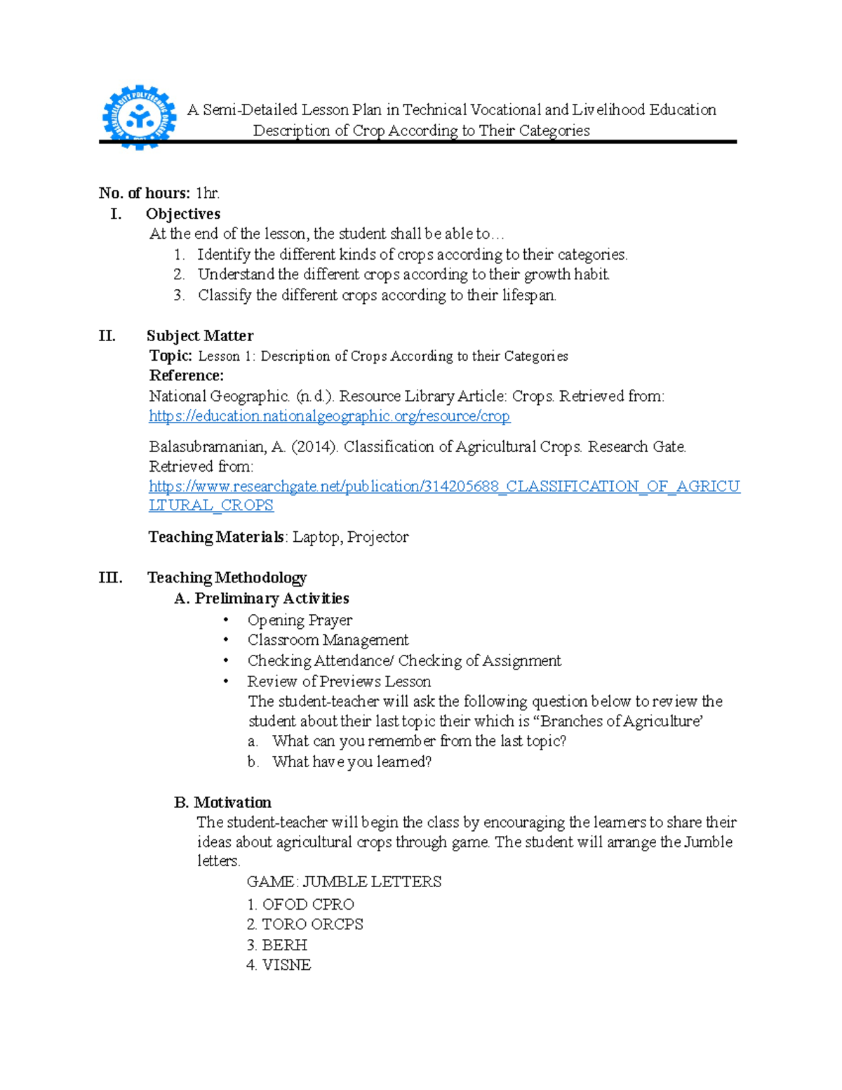 SEMI- Detailed- Lesson-PLAN-revised PAU - A Semi-Detailed Lesson Plan ...