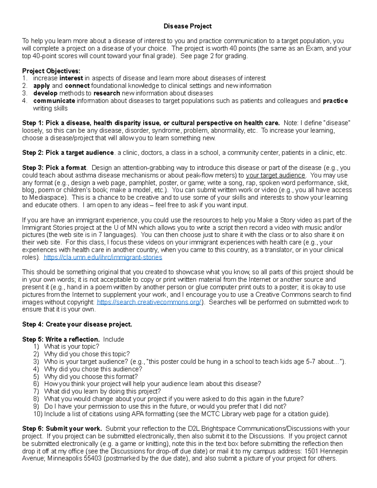 Disease Project - rubric - Disease Project To help you learn more about ...
