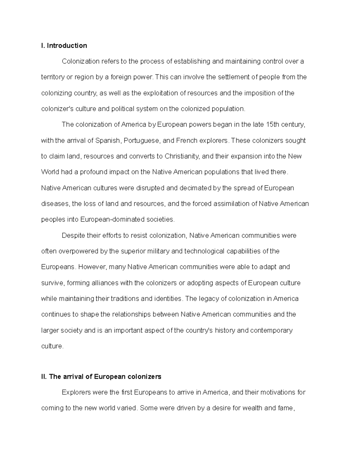 The colonization of America and its impact on Native American ...