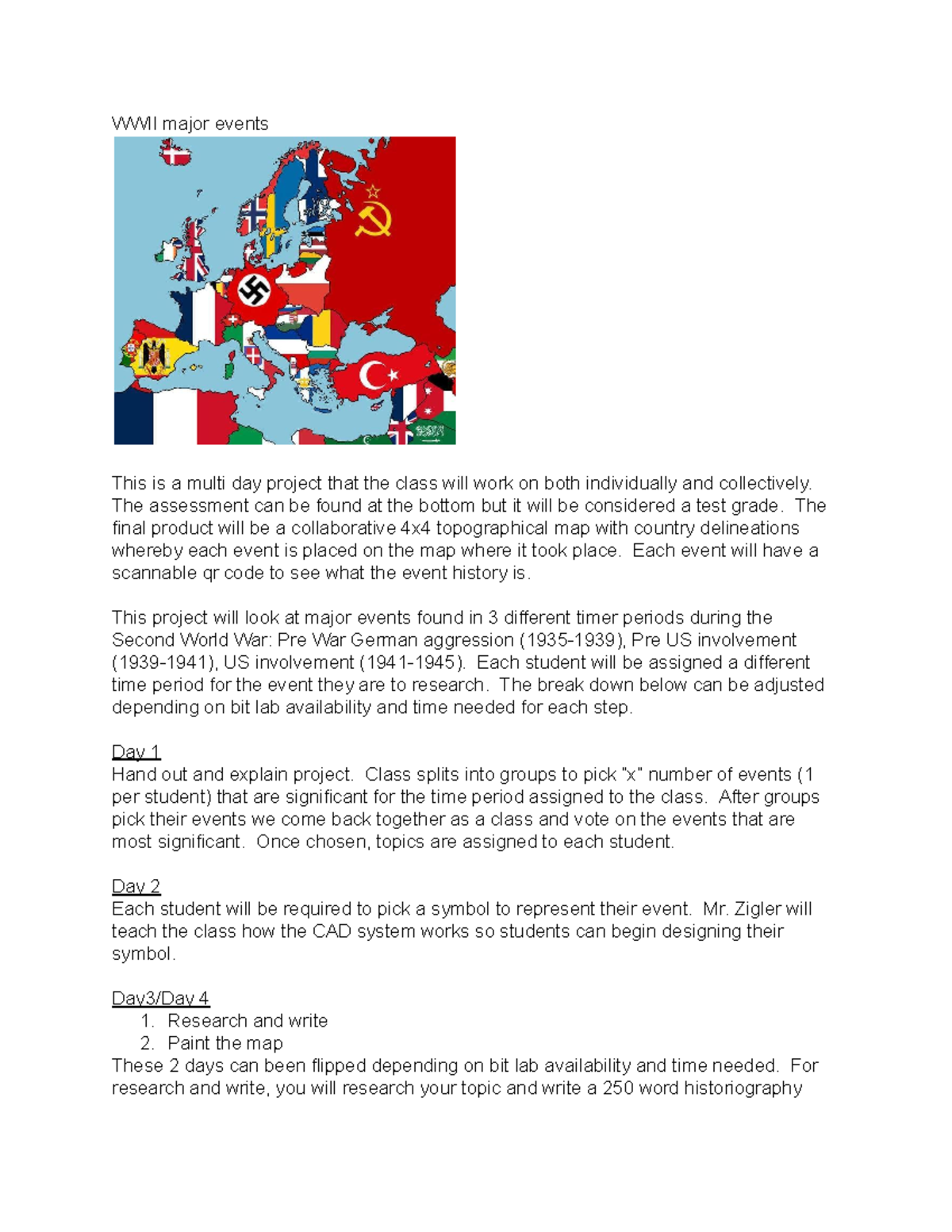 WWII project - WWII major events This is a multi day project that the ...