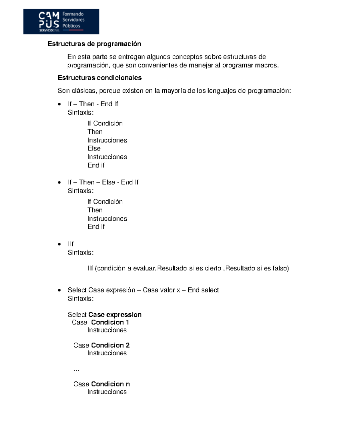 Estructuraprogramacion - Estructuras de programación En esta parte se ...