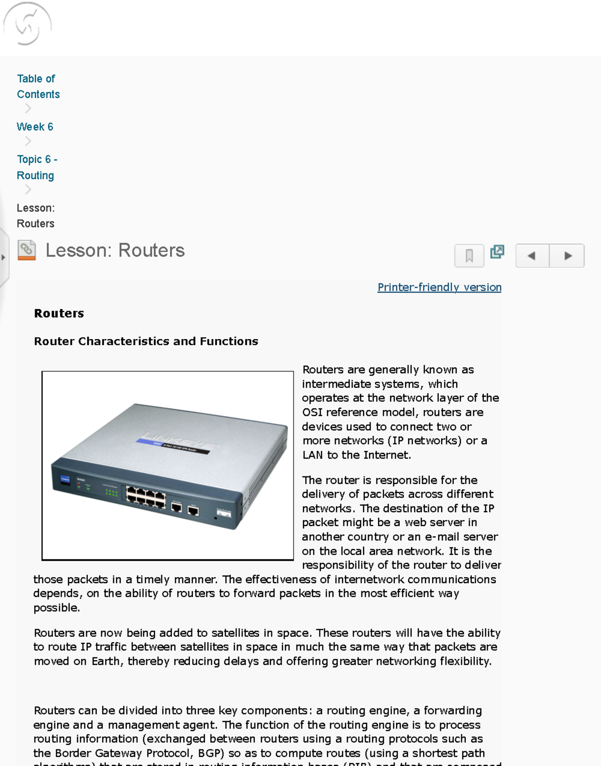 Routers - 17.FA.CIS.1130 NETWORK FUNDAMENTALS Table of Contents Week 6 Topic 6 - Routing Lesson ...
