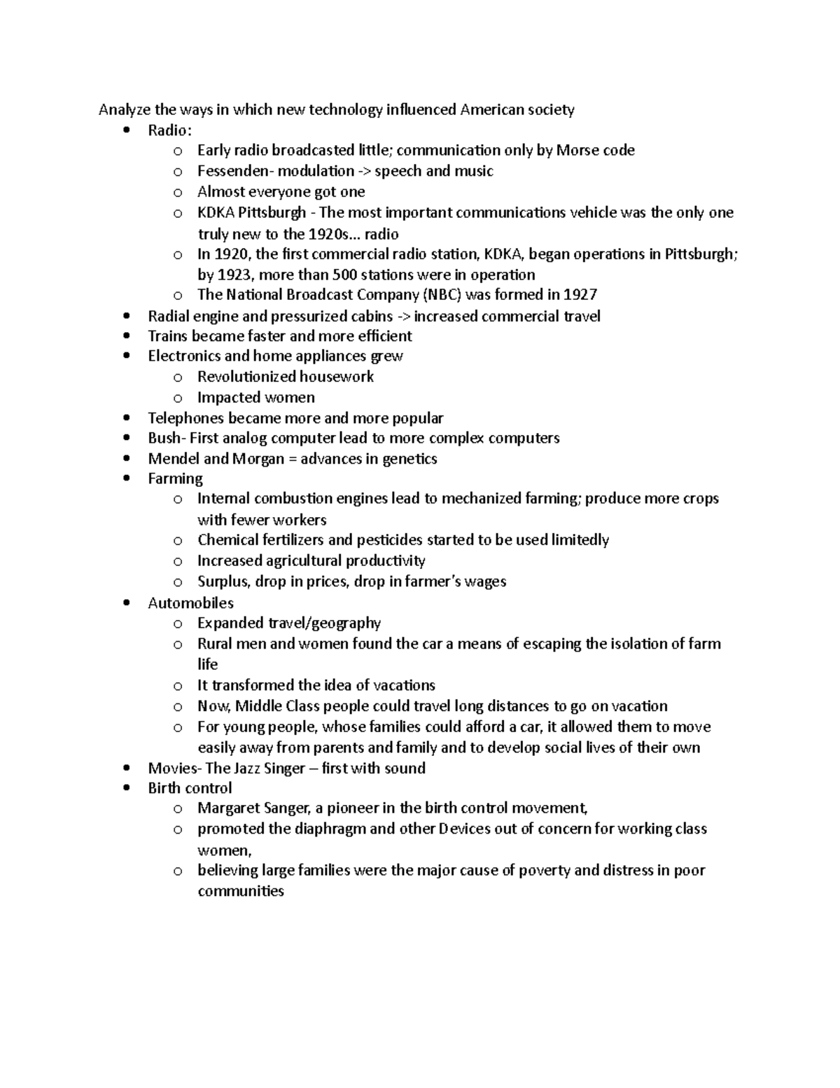 Apush 22 SG - Study guide - Analyze the ways in which new technology ...