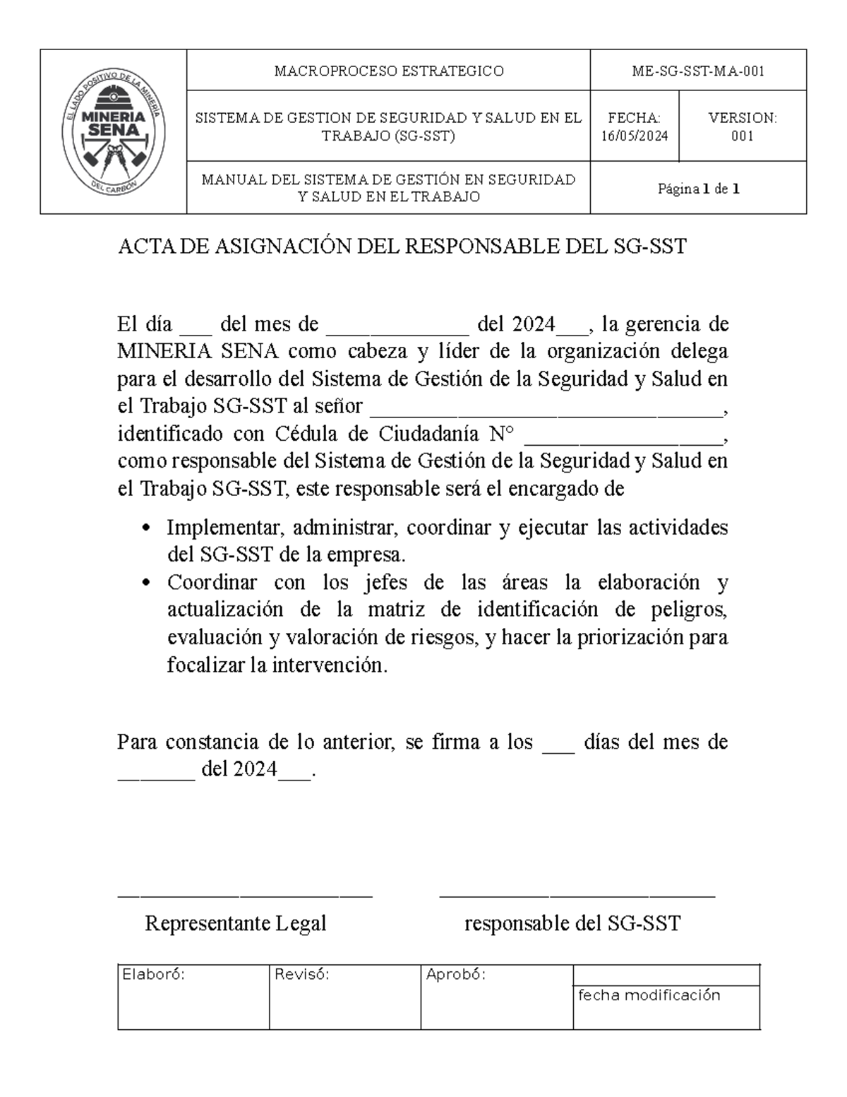 ME SG SST FT 001 - política SST empresarial - MACROPROCESO ESTRATEGICO ...