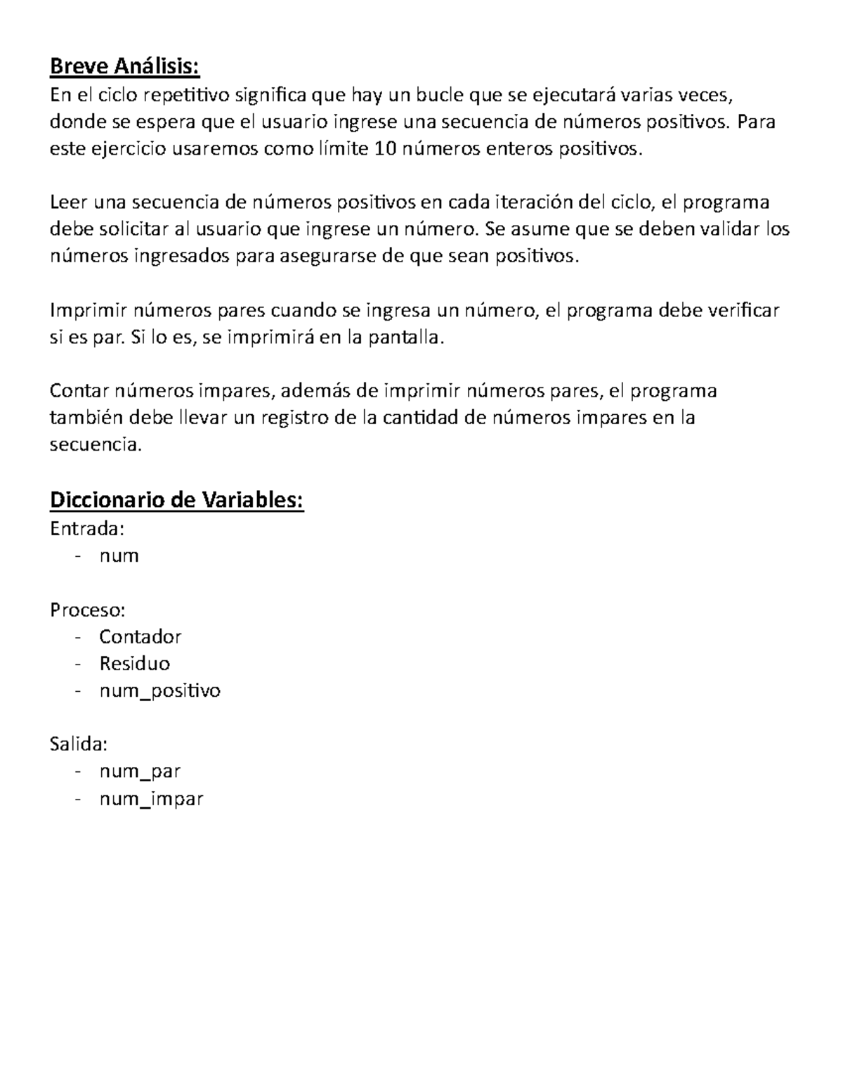 Breve Analisis y Diccionario de Variables - Breve Análisis: En el ciclo ...