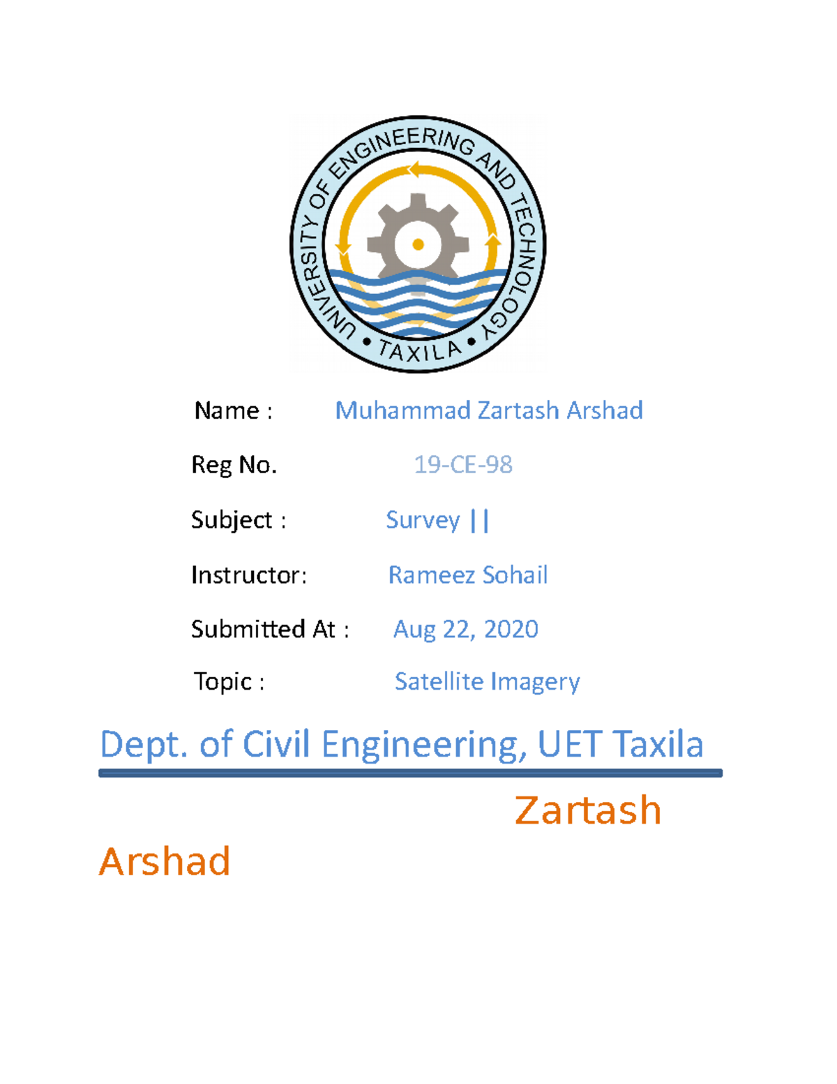 19-CE-98 Survey Assignment - Warning: TT: more functions defined than expected Name : Muhammad ...