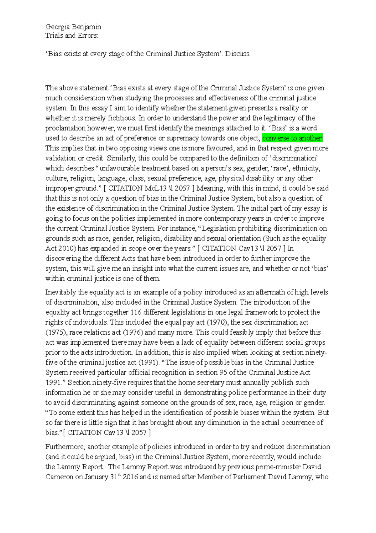 Bias exists at every stage of the Criminal Justice System - Discuss ...