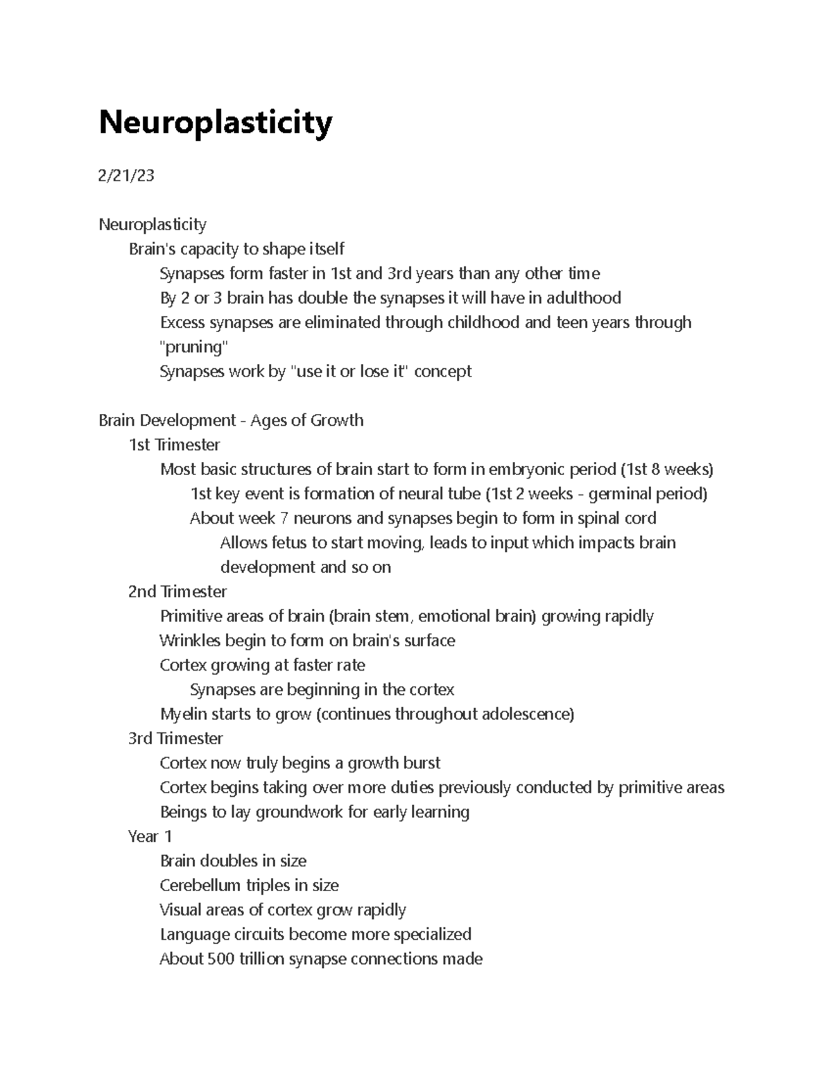 Neuroplasticity - Developmental Psychology 230, Prof Warren Phillips ...