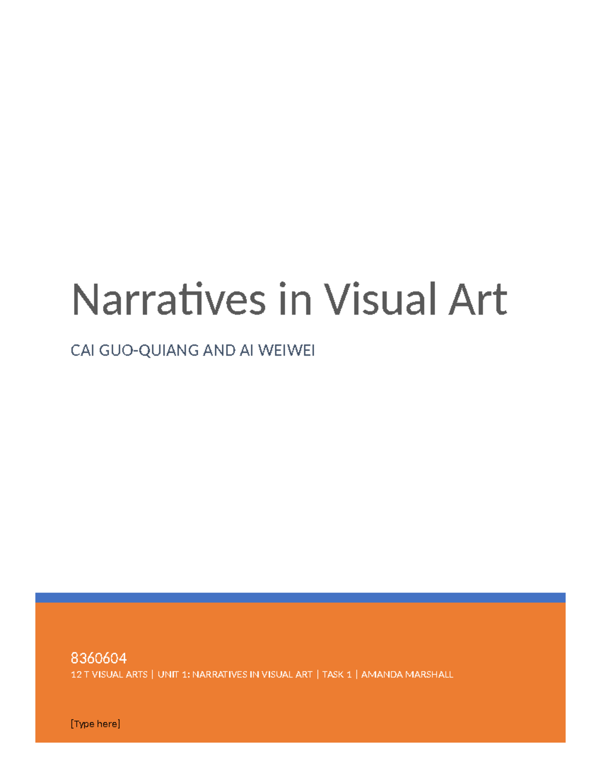 Theoretical Task 1 - 8360604 12 T VISUAL ARTS | UNIT 1: NARRATIVES IN ...