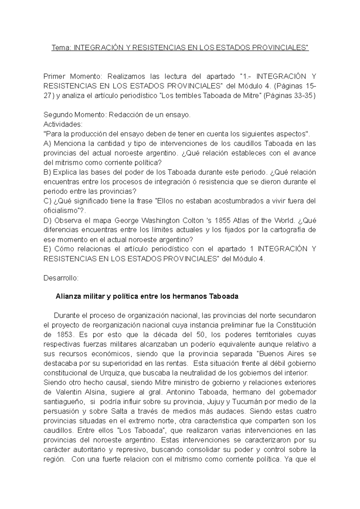 Foro 4-Integración y Resistencias en los Estados provinciales - Tema ...