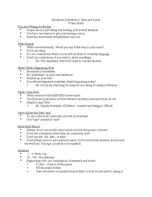 Broadcast Journalism I Chapter 12 Notes - Broadcast Journalism I ...