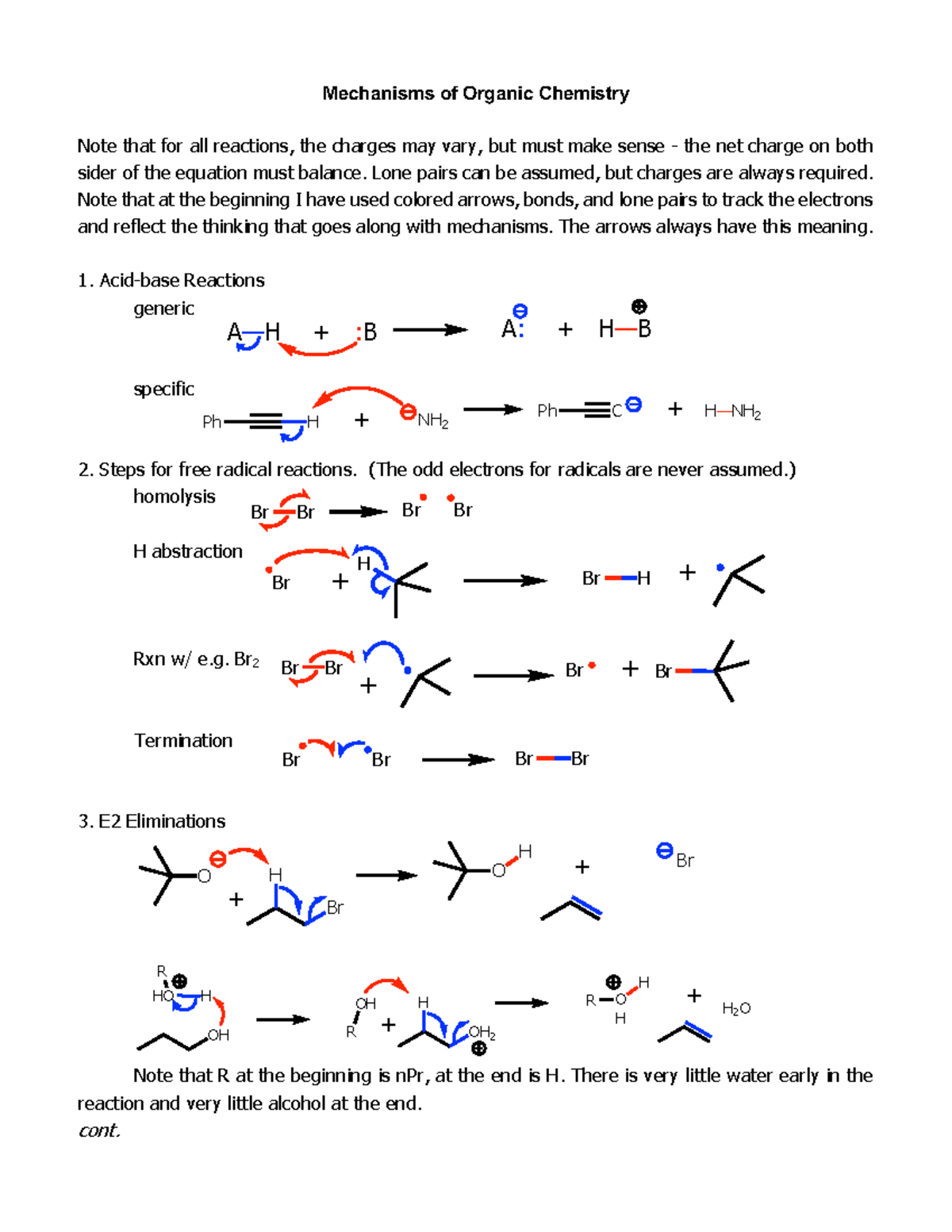 Mechanism Examples Orgo 1 - Note that for all reactions, the charges ...