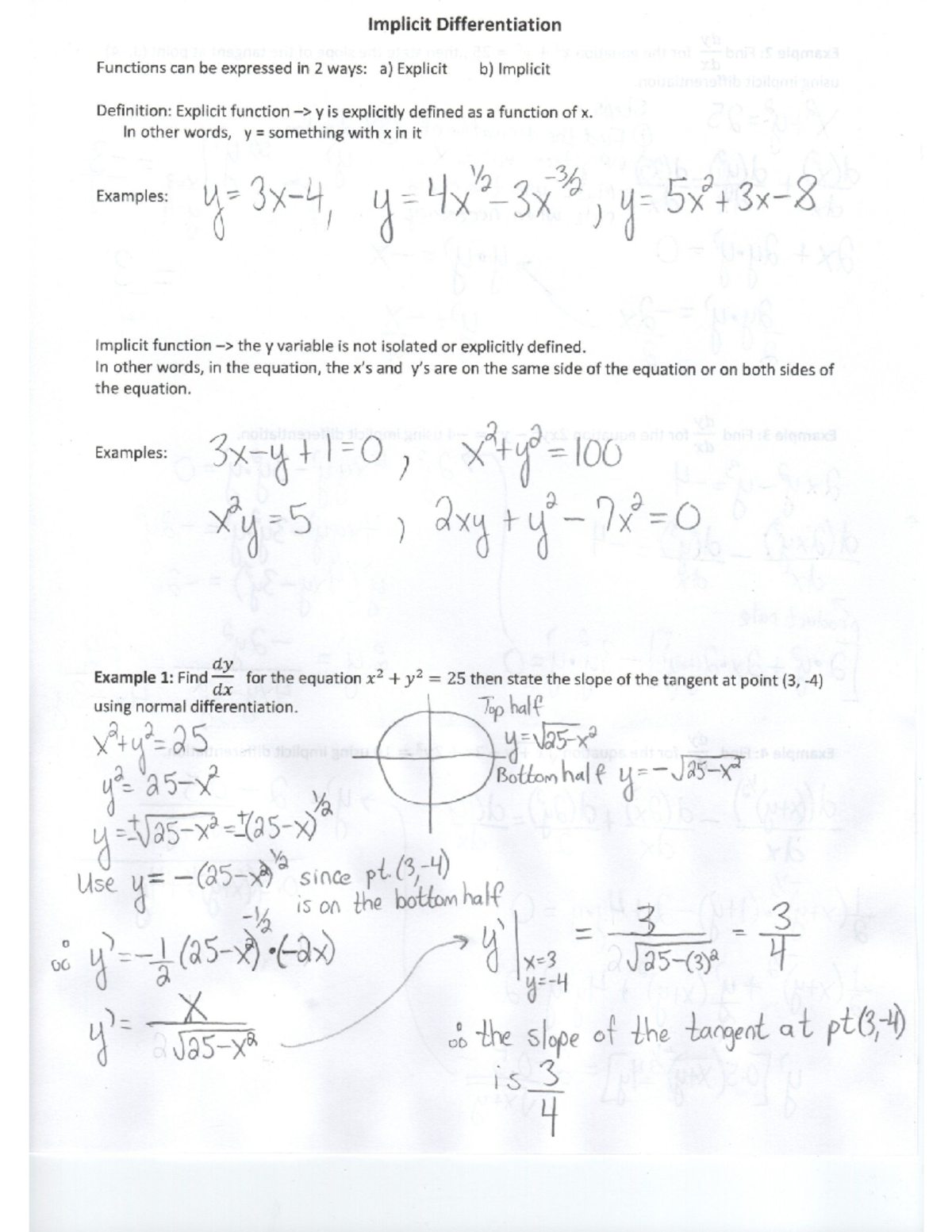 AP1 Implicit Differentiation note completed - Mathematics: Applications ...