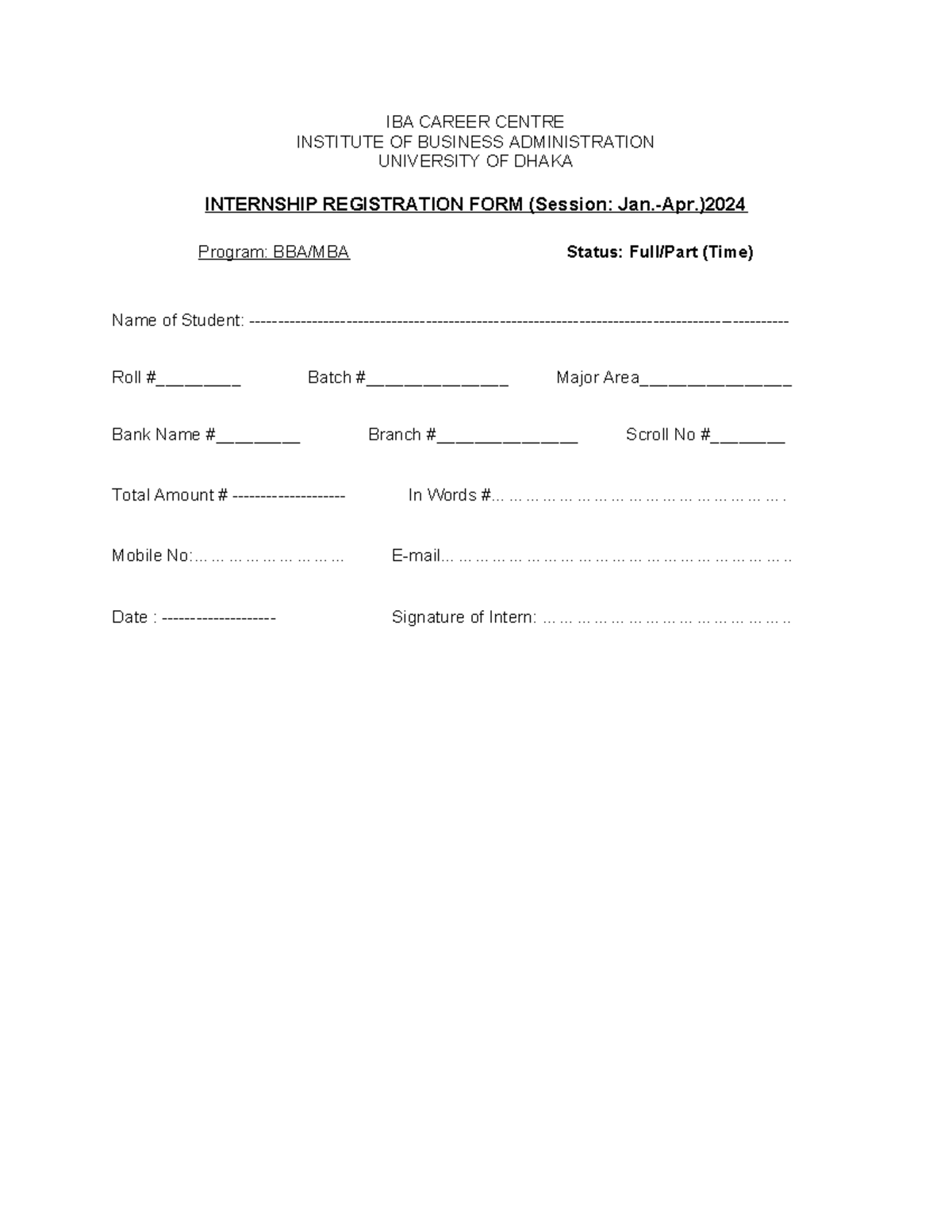 Form(s)+ Declaration - IBA CAREER CENTRE INSTITUTE OF BUSINESS ...