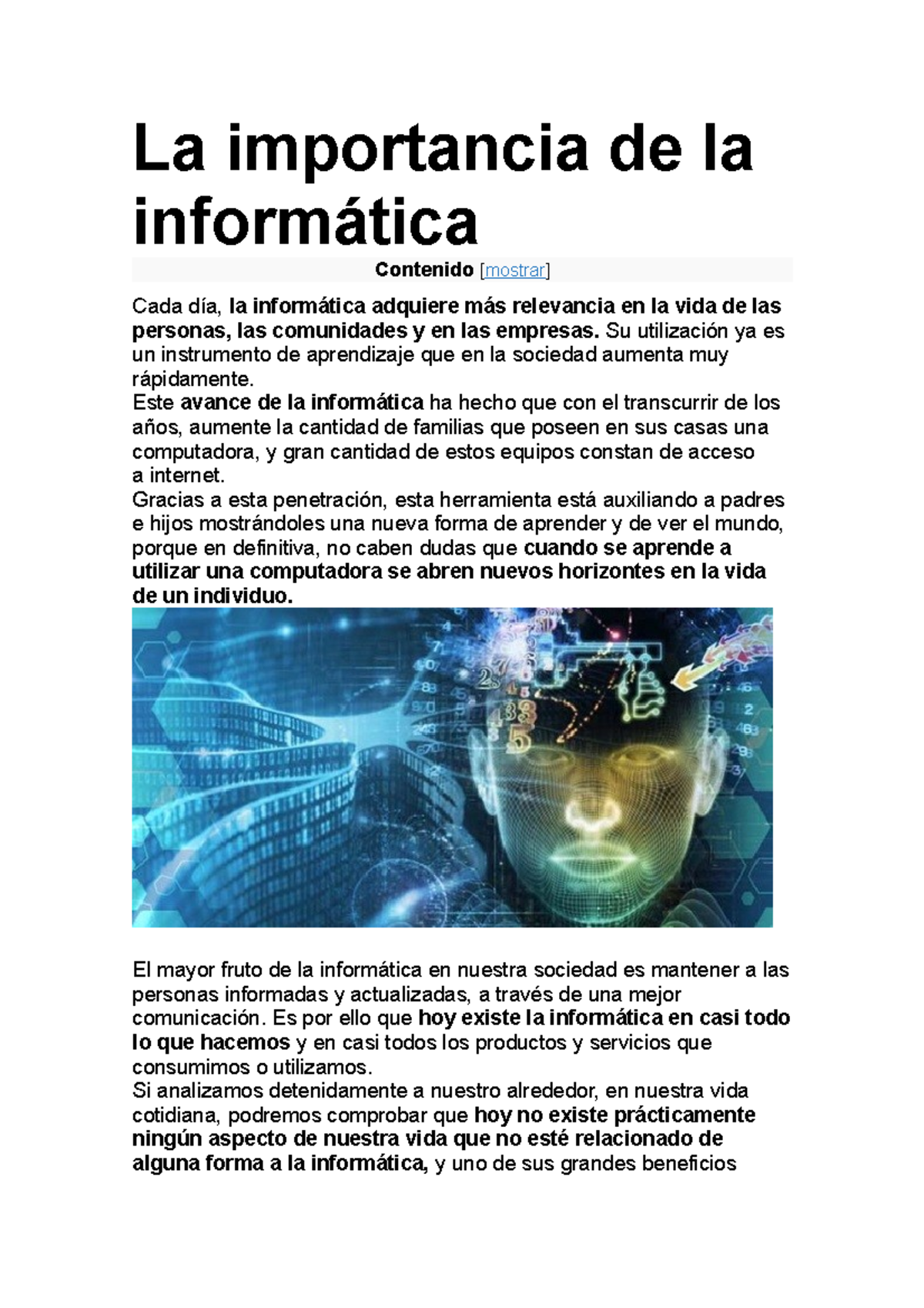 Importancia DE LA Informatica - La importancia de la informática ...