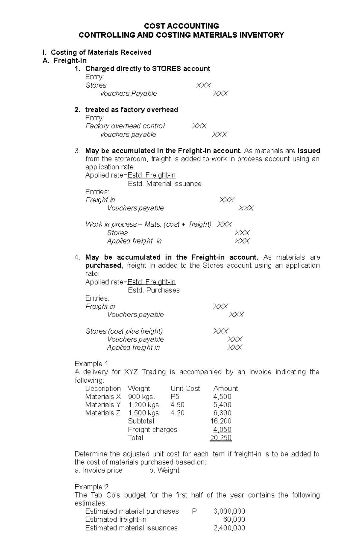 Materials controlling and costing - COST ACCOUNTING CONTROLLING AND ...