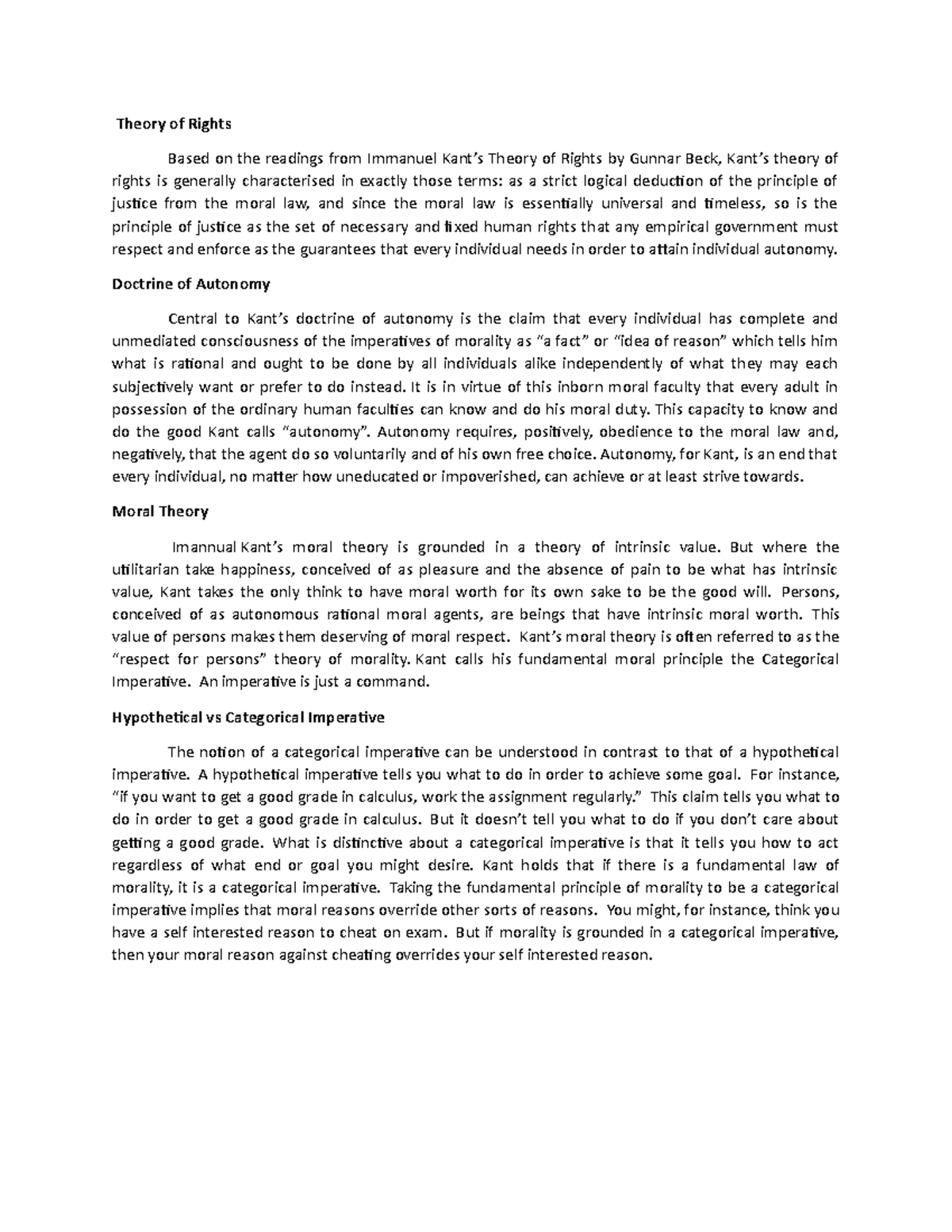 Theory-of-Rights - This is an essay and material notes about Theory of ...