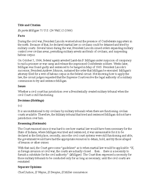 Korematsu Sample Case Brief - Title and Citation Korematsu v. United ...