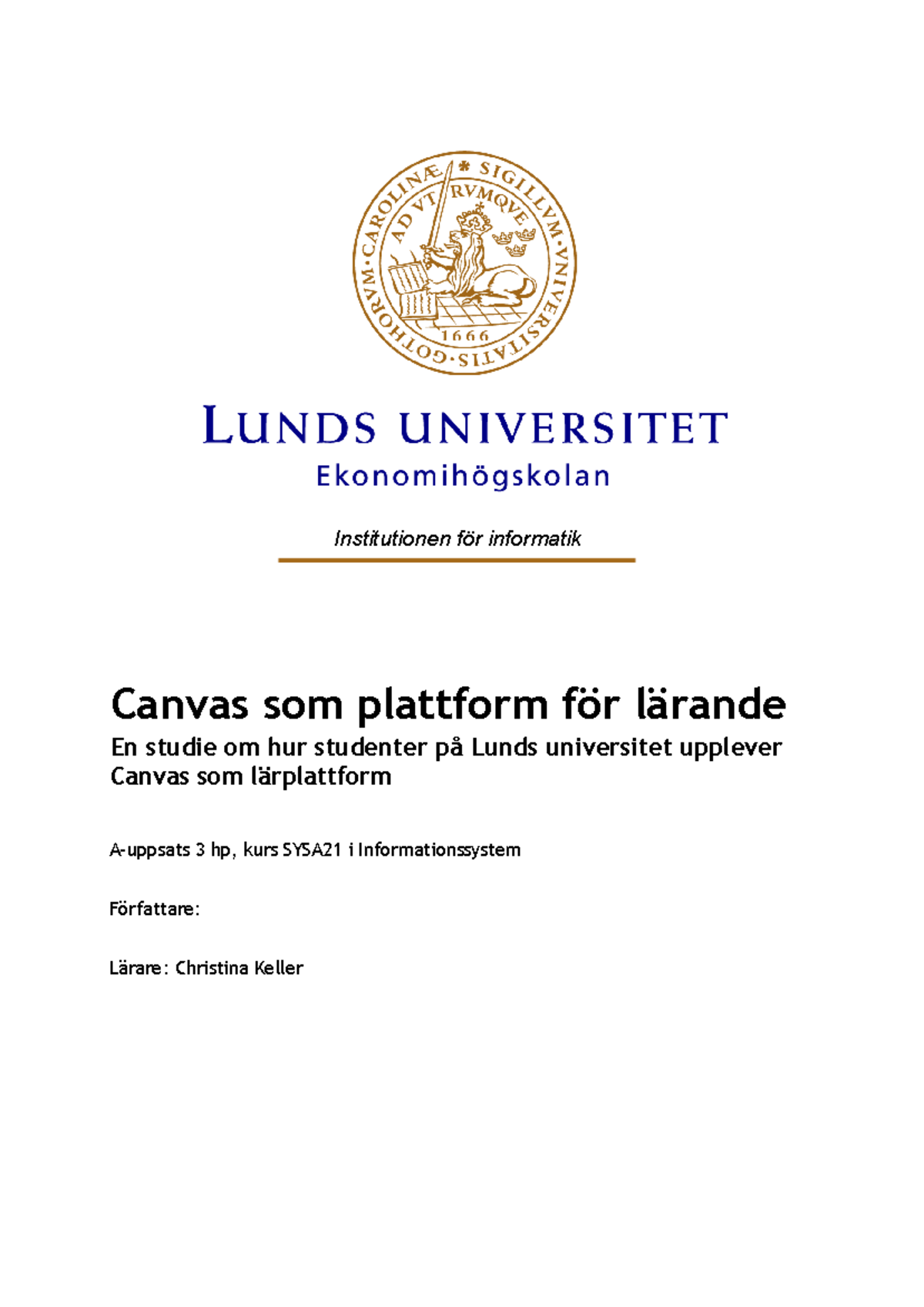 A-uppsats RÄTT - A-uppsats till SYSA21 - Informationssytem som ämne ...