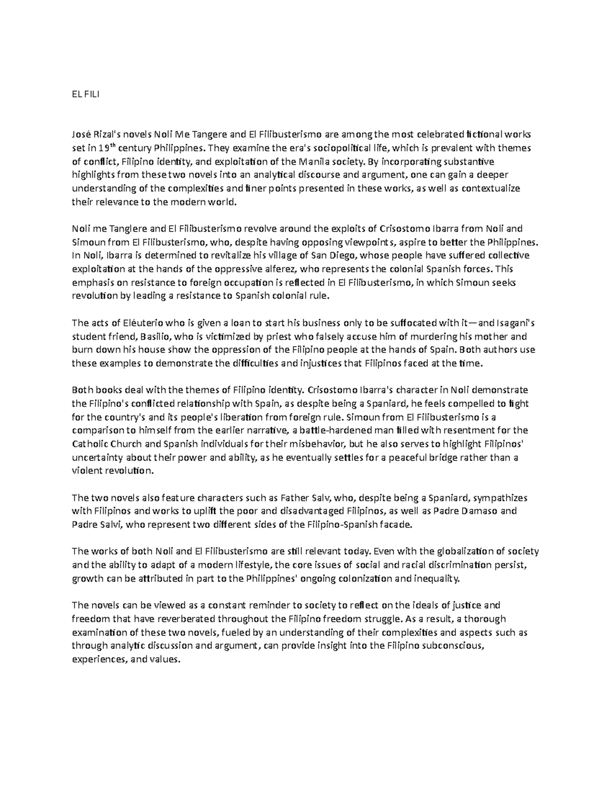 Rizal Story Book - EL FILI José Rizal's novels Noli Me Tangere and El ...