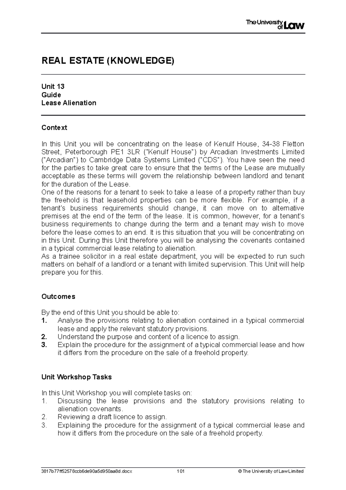 Real estate unit 13 Prep task 1 and 2, Unit 1 - REAL ESTATE (KNOWLEDGE ...