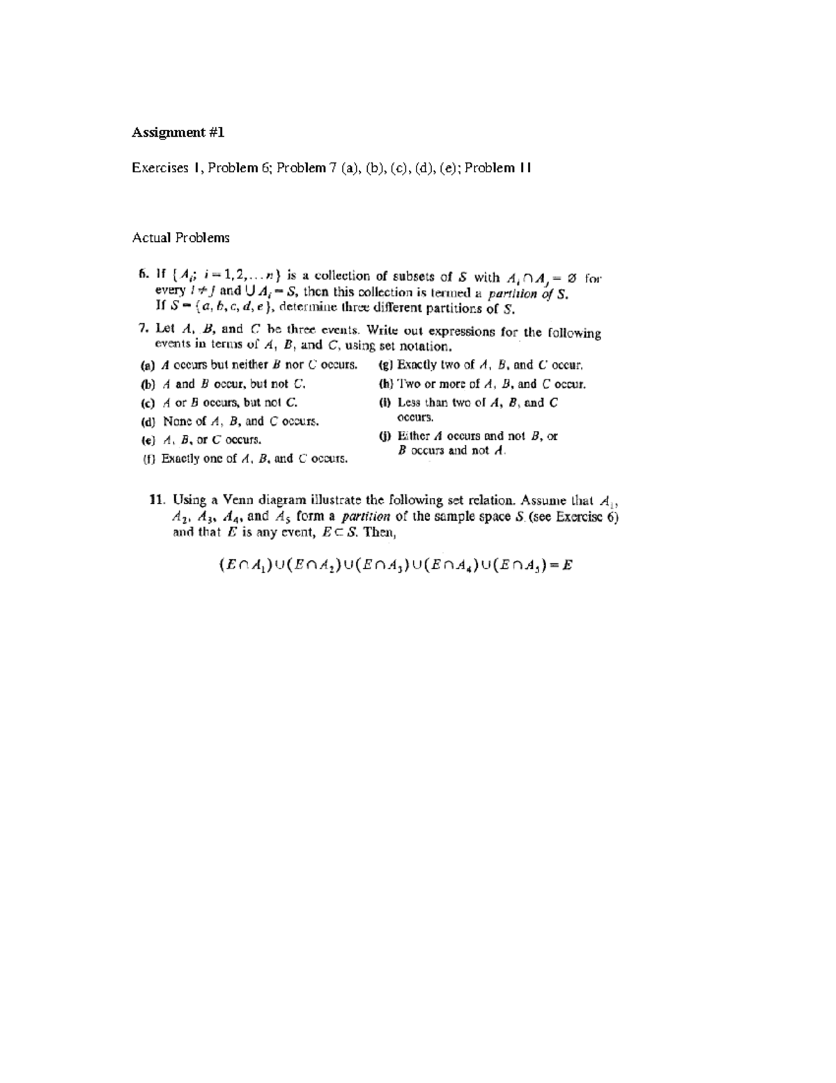 Assgmt 1 - Assignement - MIAE 380 - 1 INDU371/4X- Stochastic Models in ...