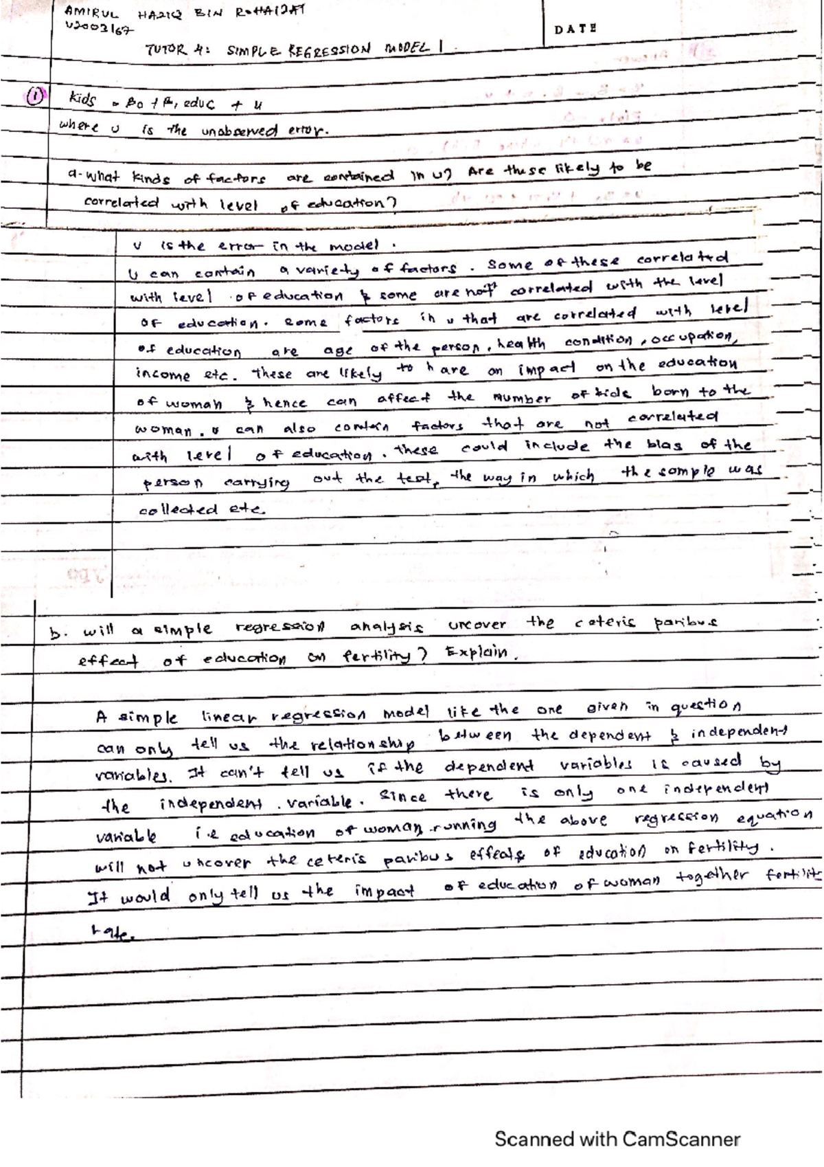 U2003 167 Amirul Haziq - kllj - Econometric - Studocu