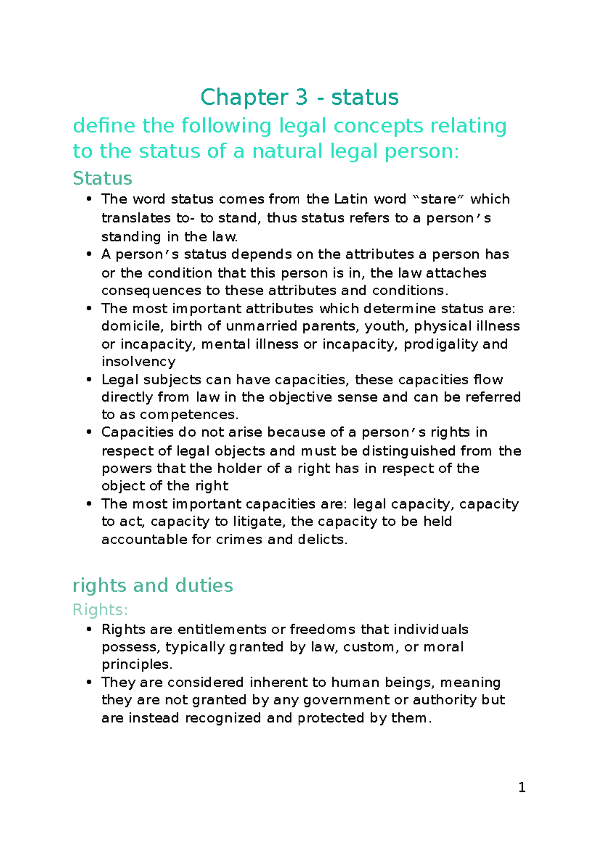 SU3-Chapter 3- Status - study unit 3 summaries - Chapter 3 - status ...