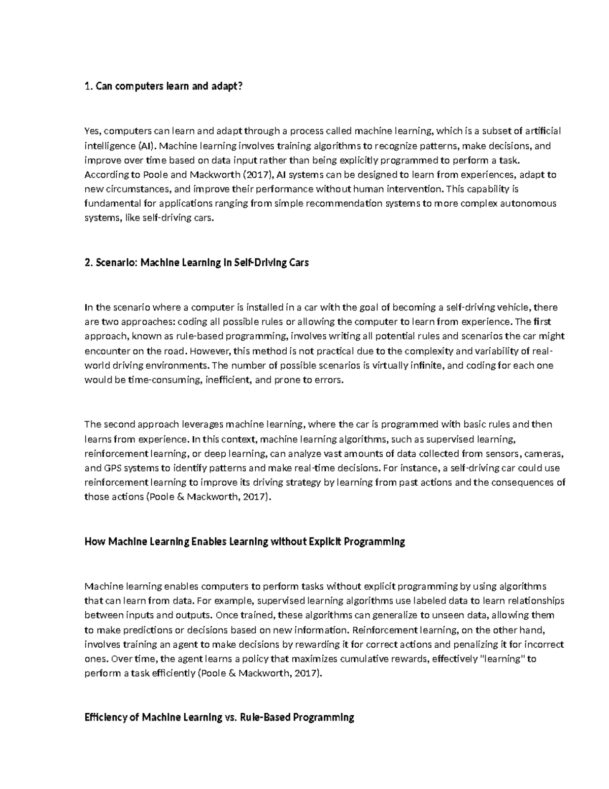 CS 4408 Discussion unit 1 - Can computers learn and adapt? Yes ...