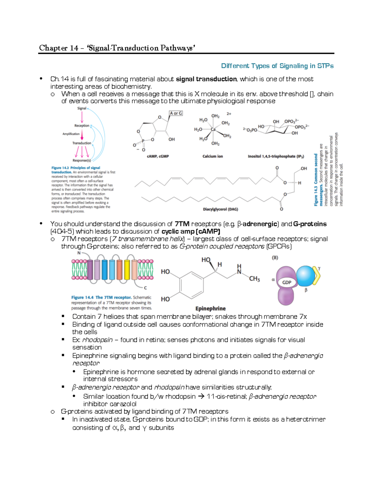 Chapter 14 Signal Transduction Pathways - Chapter 14 – ‘Signal-Transduction Pathways’ Different ...
