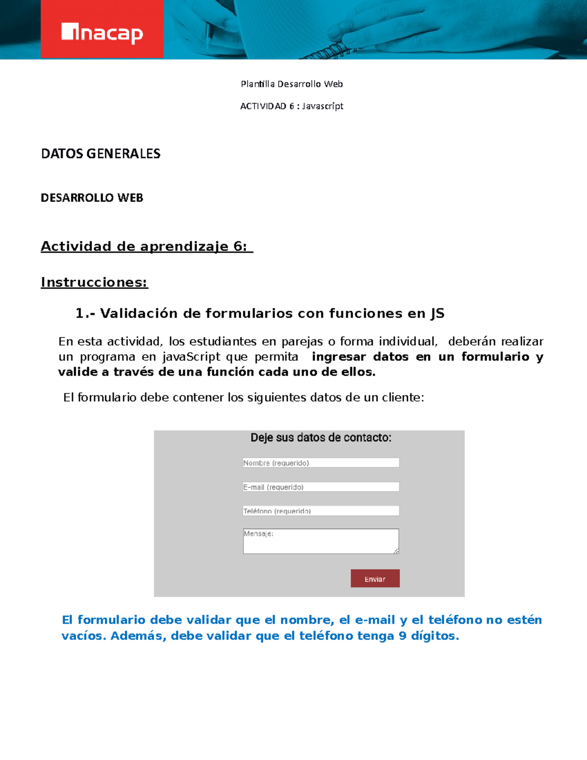 Actividad 6- Validacion DE Formularios Referencia practica para ...