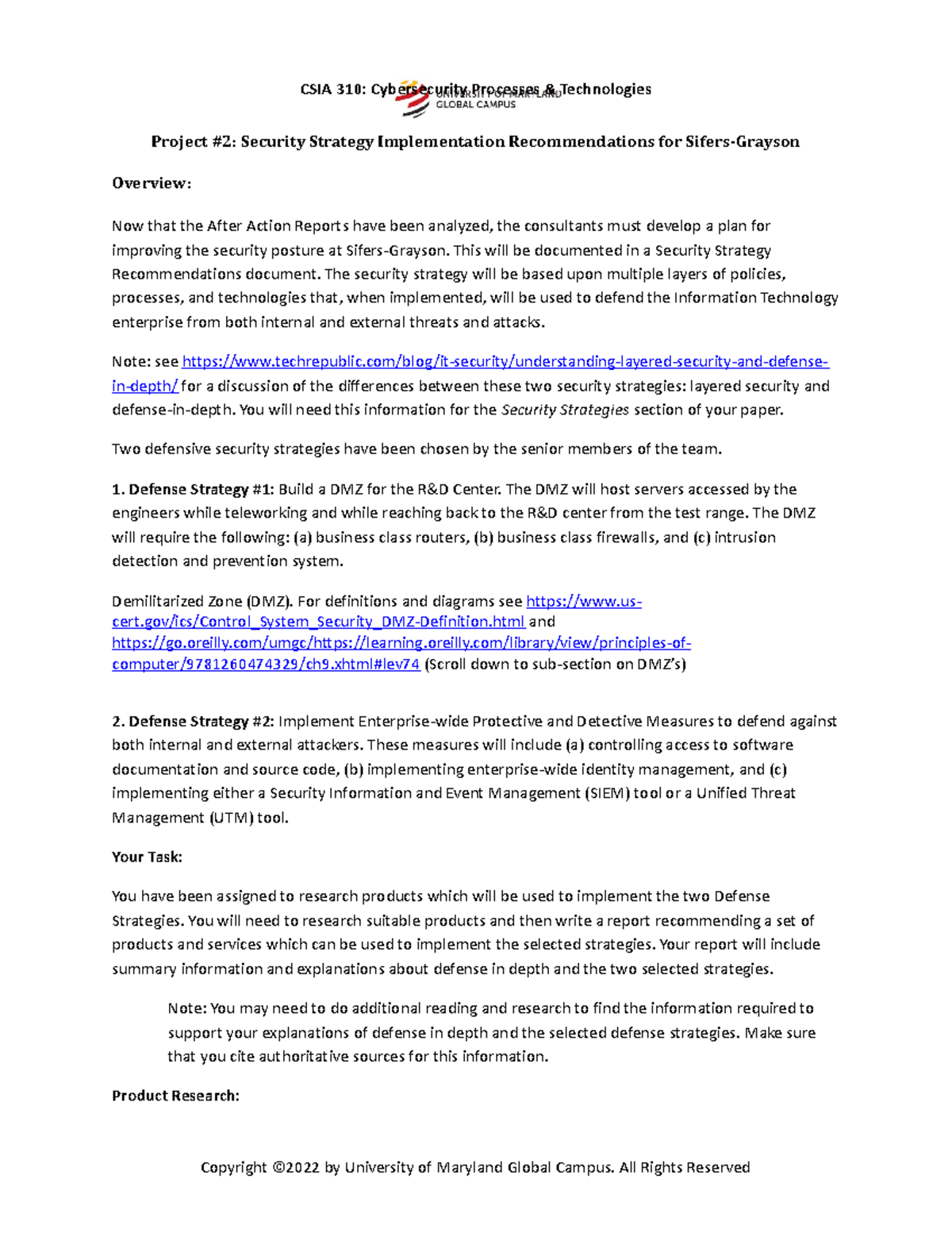 CSIA 310 Project #2 Security Strategy for Sifers-Grayson v2022 - Project #2: Security Strategy ...