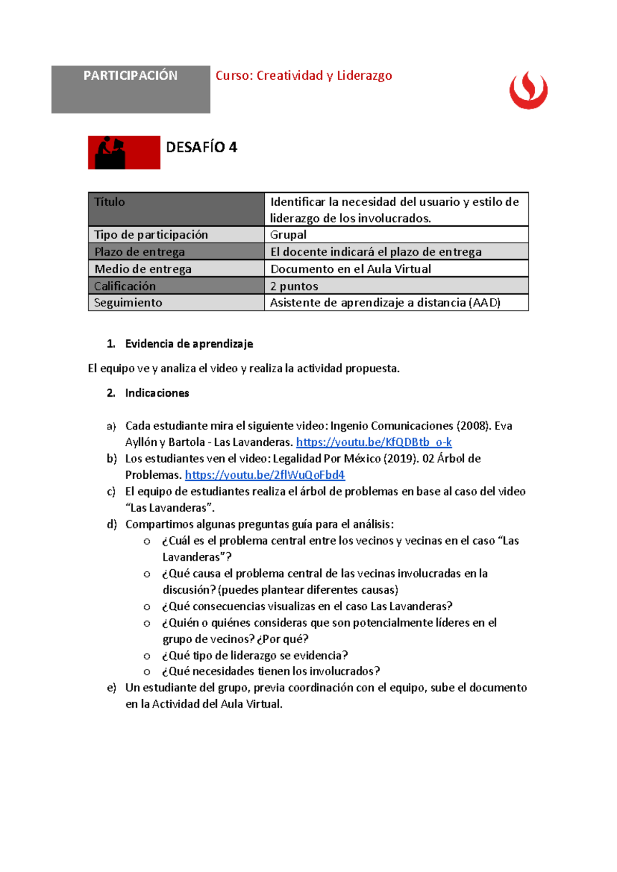 HU612 Desafío 4 Identificar la necesidad del usuario y estilo de ...