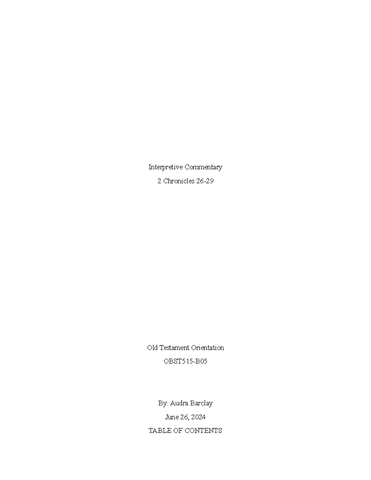 Final paper - Interpretive Commentary - Interpretive Commentary 2 ...