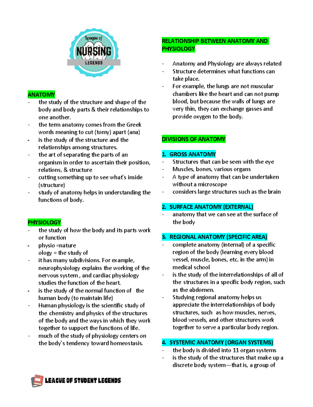 Anatomy and Physiology 1 - ANATOMY the study of the structure and shape ...