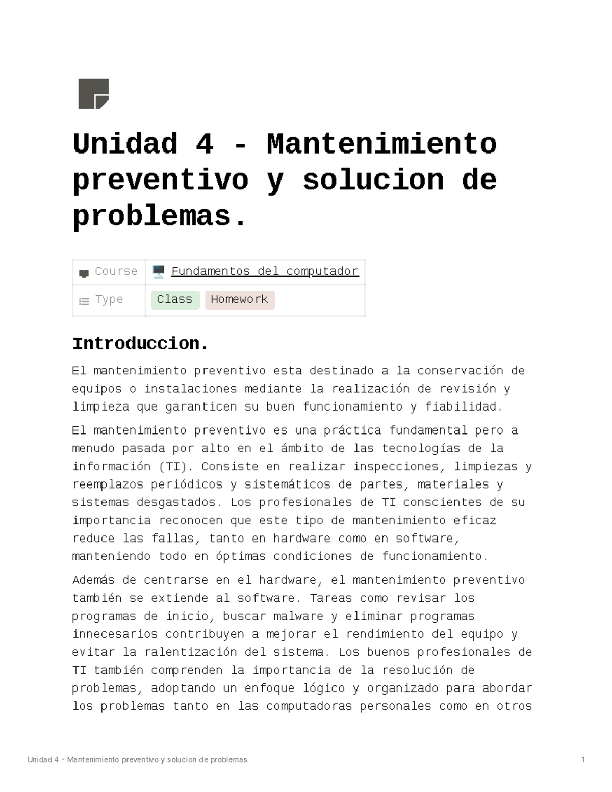 Unidad 4 - Mantenimiento preventivo y solucion de 384e456cf9674746 bfd780b9f7243e28 - Unidad 4 ...