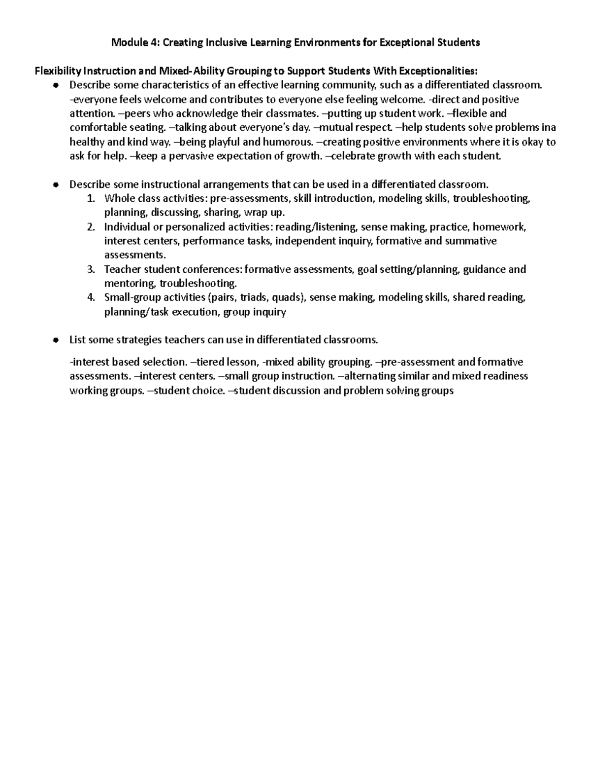 M4 study guide - Module 4: Creating Inclusive Learning Environments for ...