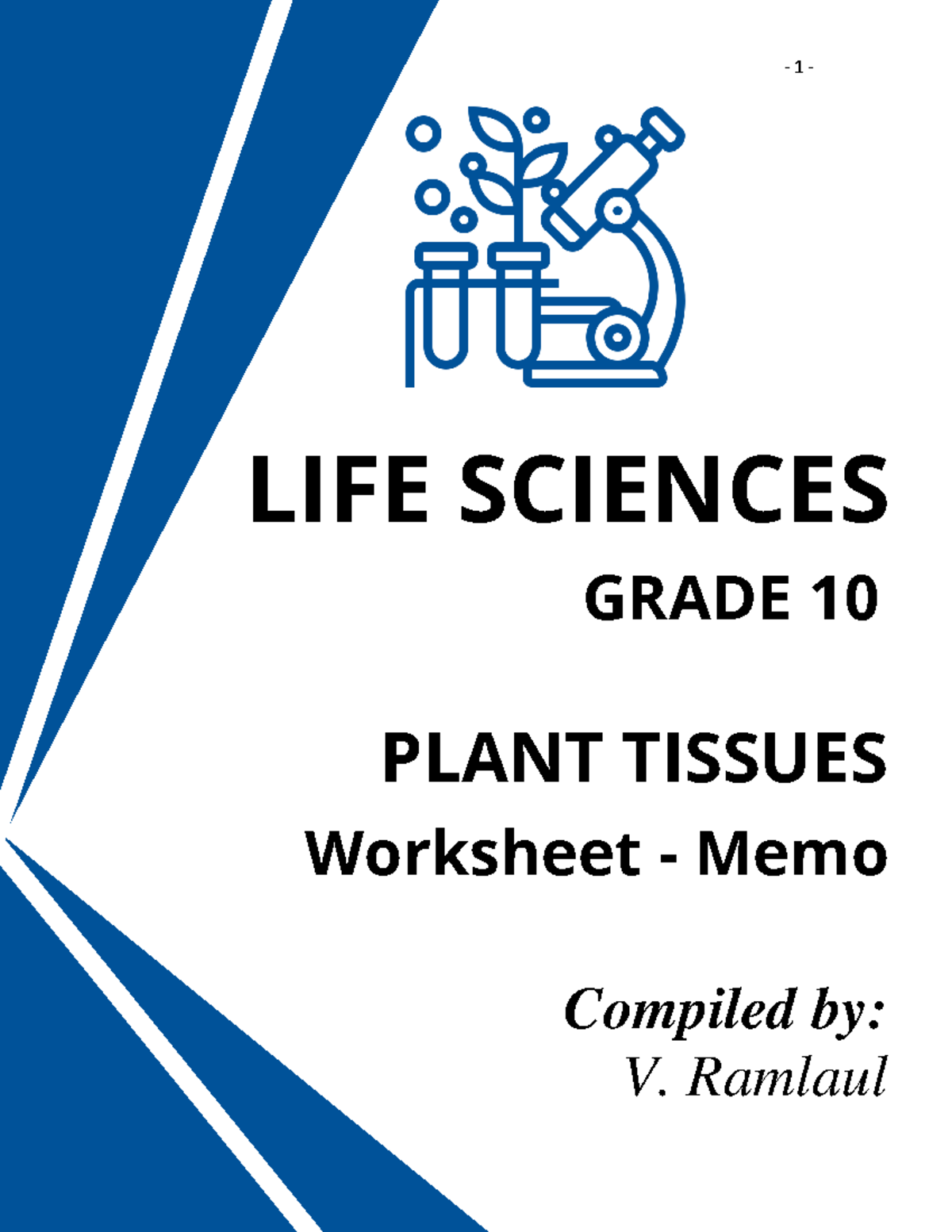 Life Sciences Gr 10 Worksheet Memo Plant tissues - 1 - © Grade 10 ...