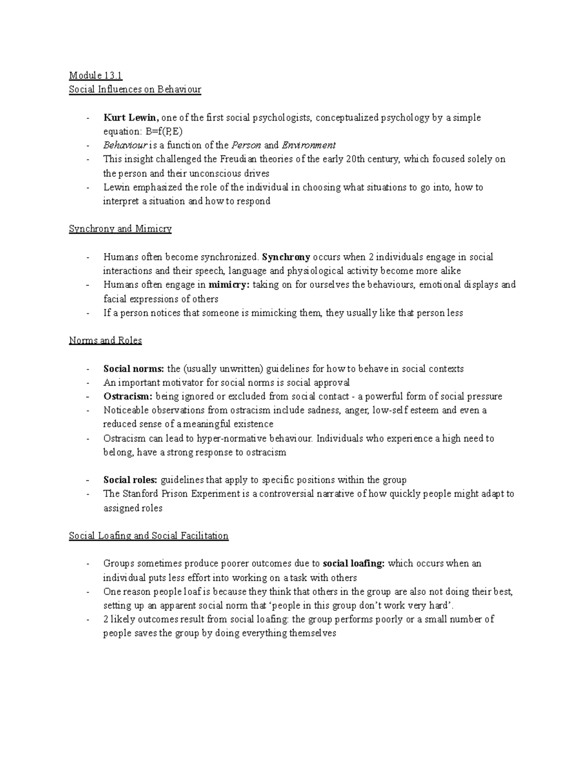module 13.1: social influences on behaviour - Module 13. Social ...