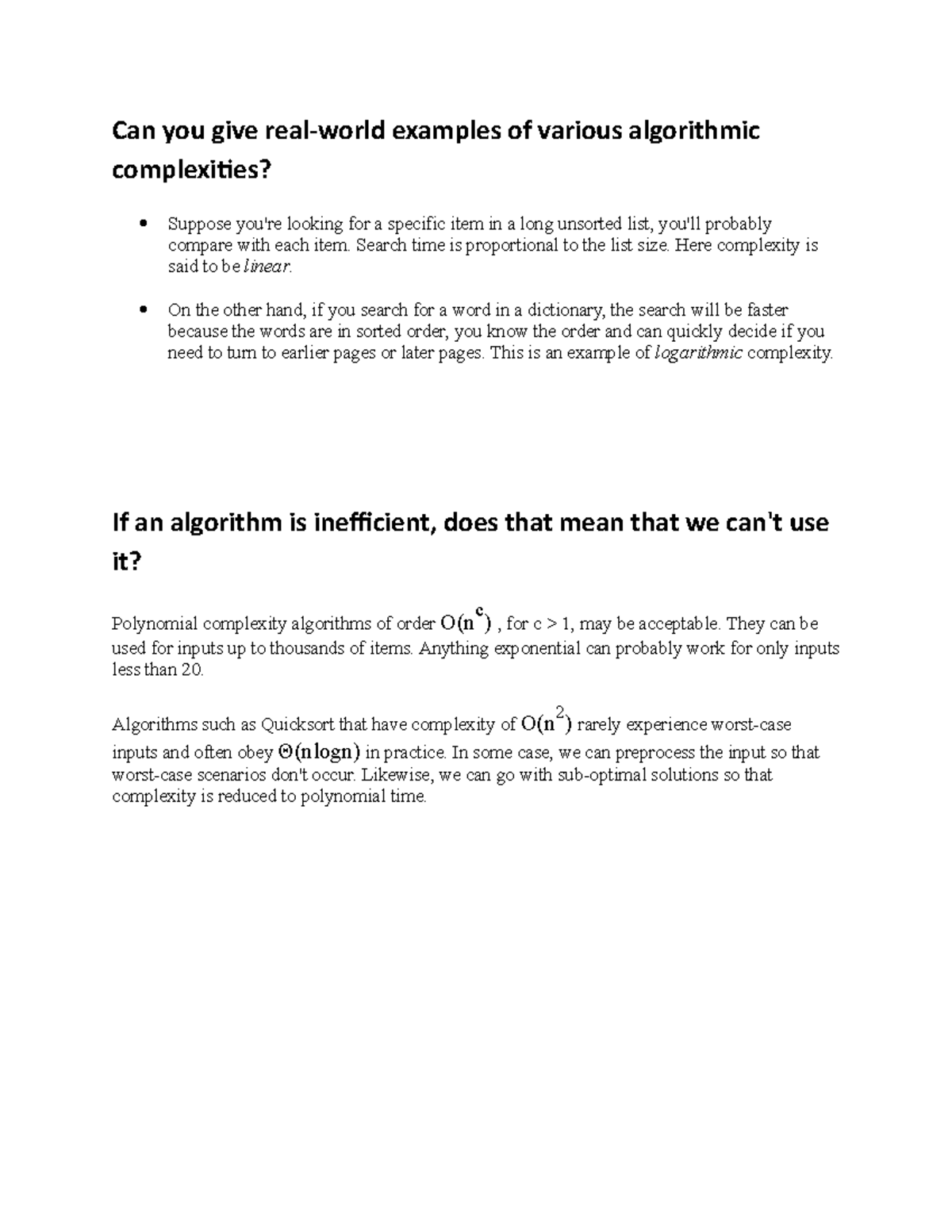 Lecture 4 - Tariq Usman - Can you give real-world examples of various algorithmic complexities ...