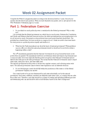 Week12Assignment Worksheet - Week 12 Assignment Packet Part 1: Paper on Legislative approaches ...