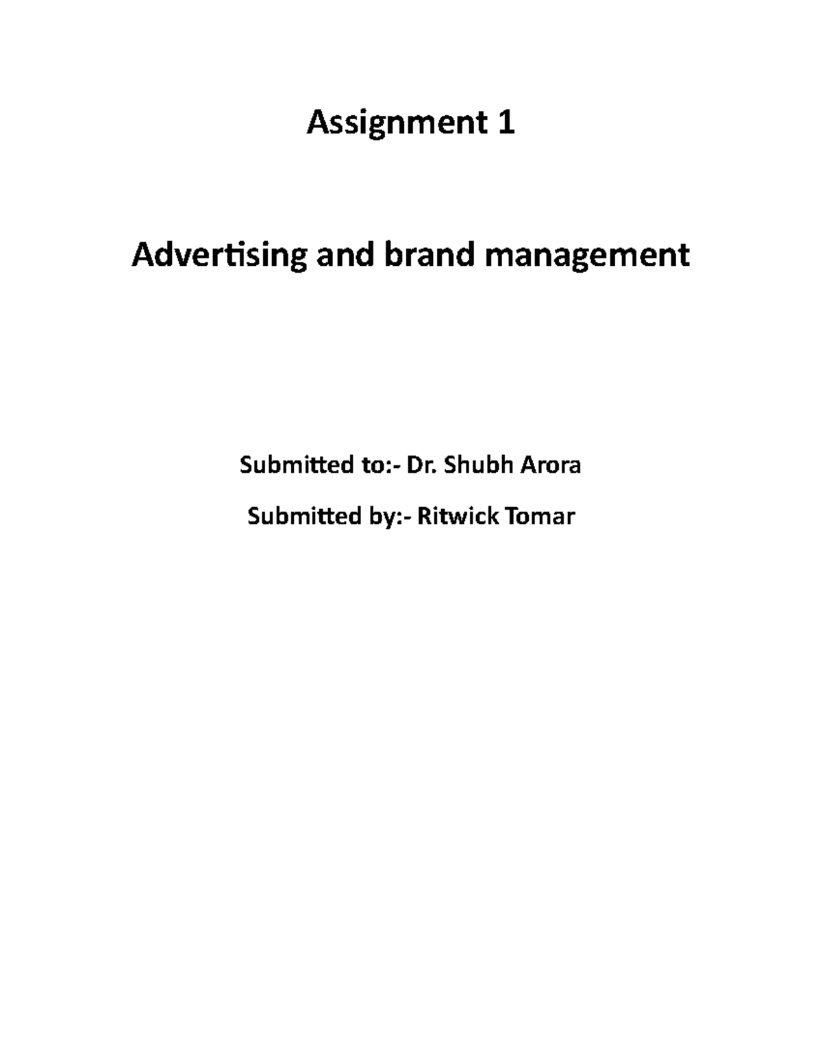 Assignment 1-WPS Office - Assignment 1 Advertising and brand management ...